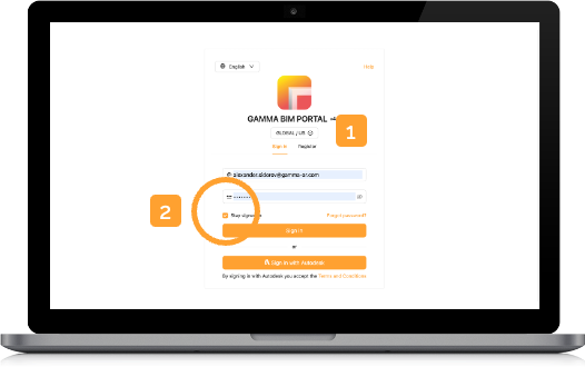 Set up your account in the GAMMA BIM PORTAL